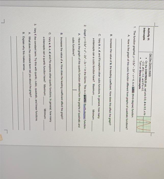 Solved 1. The function graphed, y=0.5x3−2x2−x+4, is a cubic | Chegg.com
