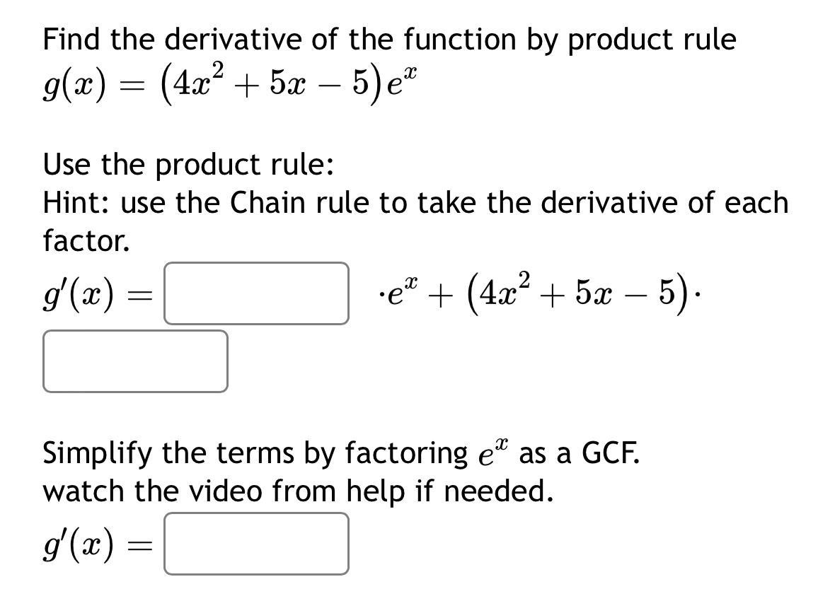 Solved Find the derivative of the function by product | Chegg.com