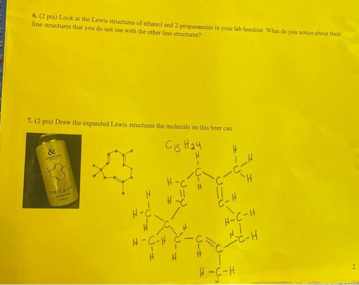 Solved 6. ( 2pts ) Look at the Lewis structures of ethanol | Chegg.com