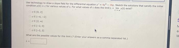 Solved Use technology to draw a slope field for the | Chegg.com
