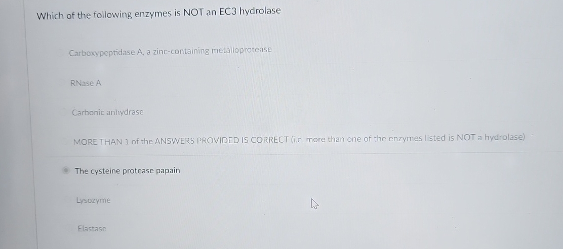 Solved Which of the following enzymes is NOT an EC3 | Chegg.com