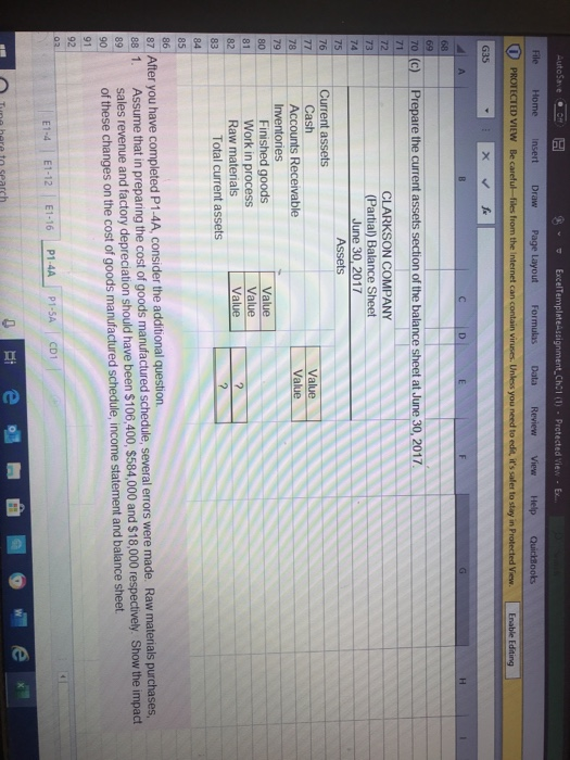 Solved AutoSave ExcelTemplateAssignment Cho1 (1) - Protected | Chegg.com