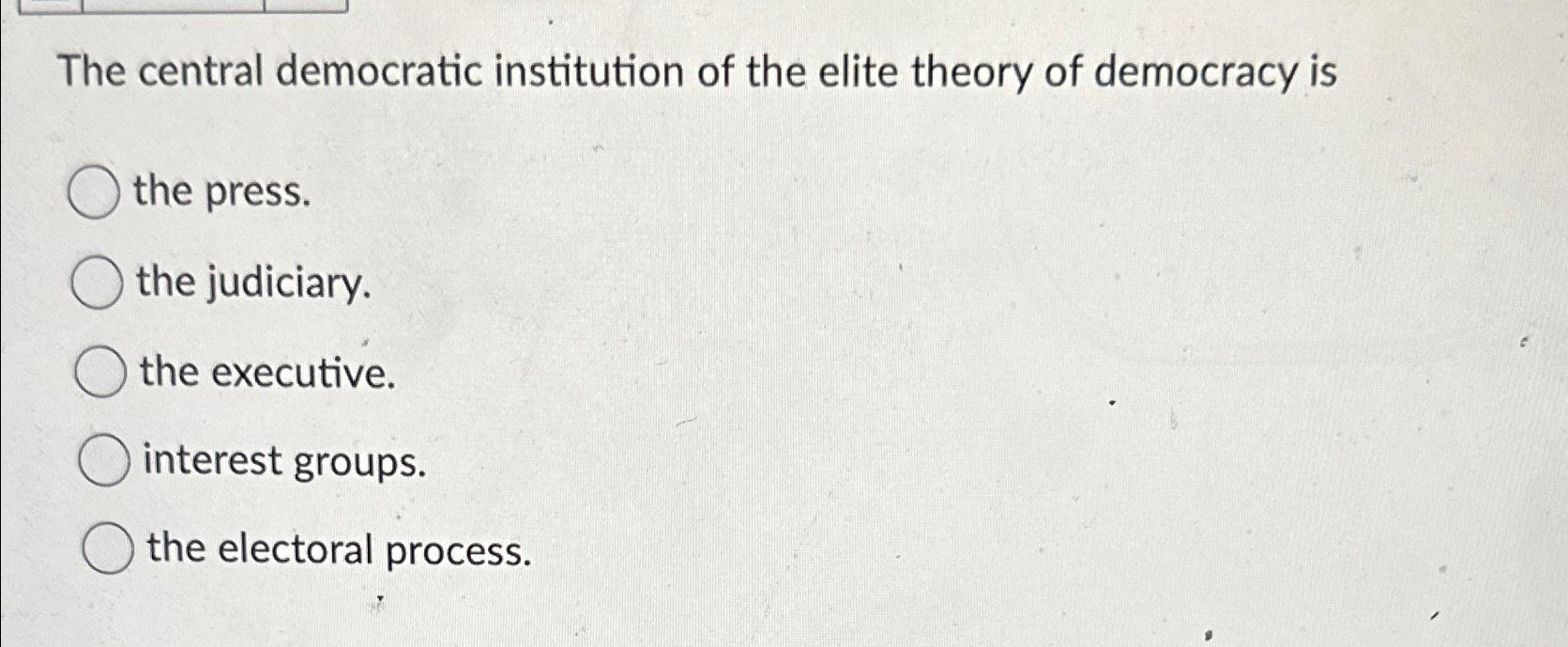 Solved The central democratic institution of the elite | Chegg.com
