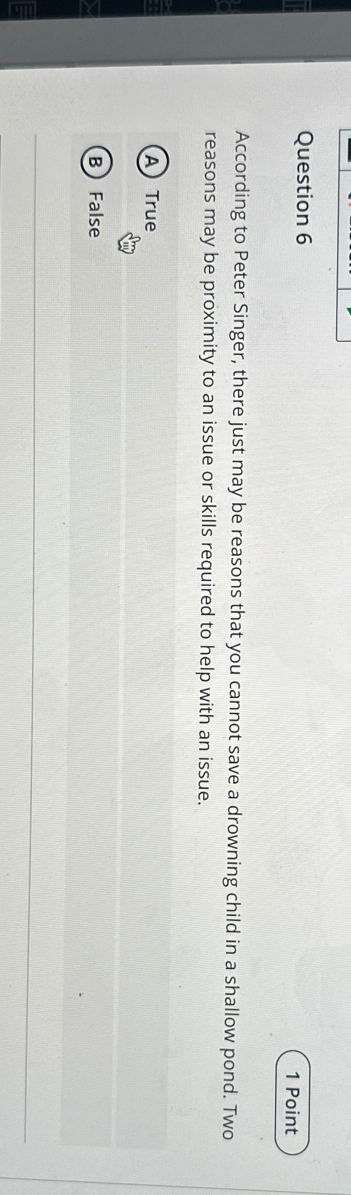 Solved Question 61 ﻿PointAccording to Peter Singer, there | Chegg.com