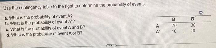 Solved Use the contingency table to the right to determine | Chegg.com