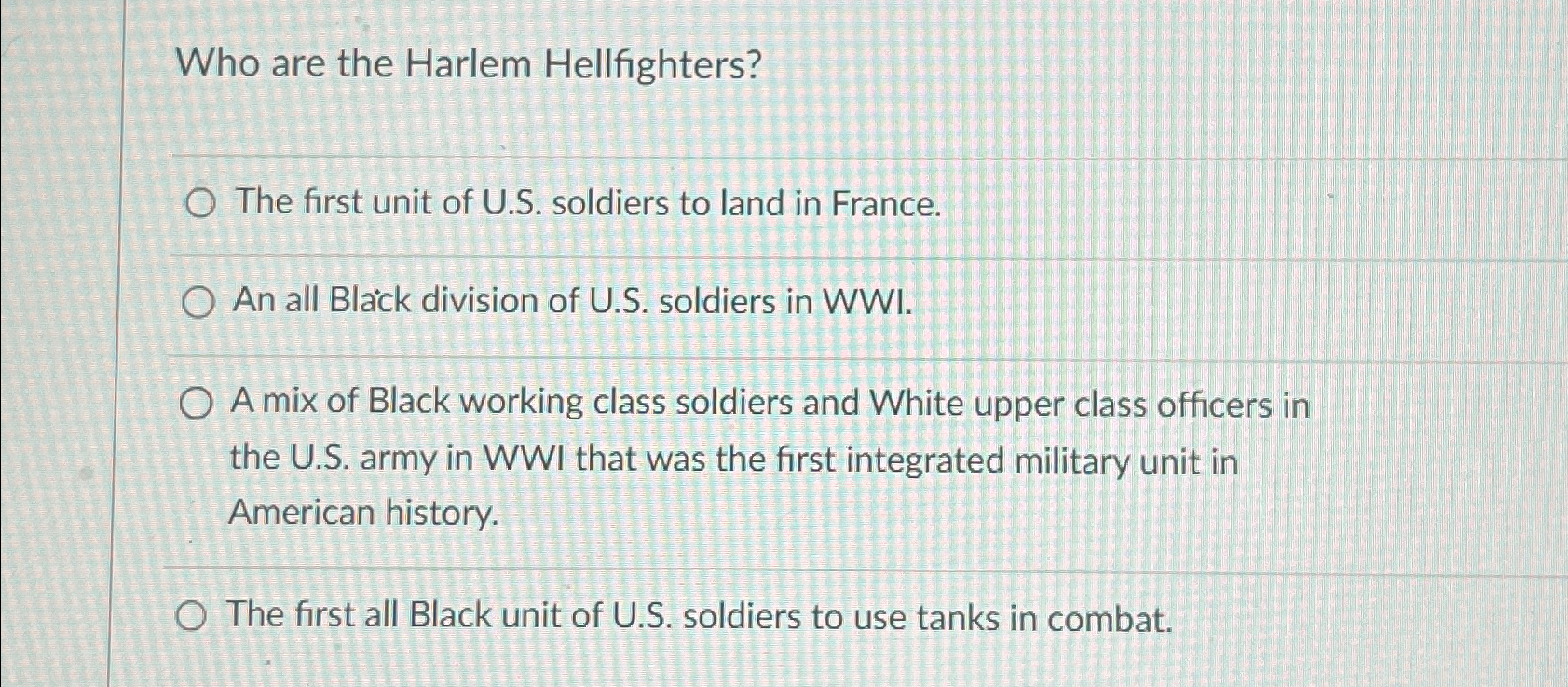 Solved Who are the Harlem Hellfighters?The first unit of | Chegg.com