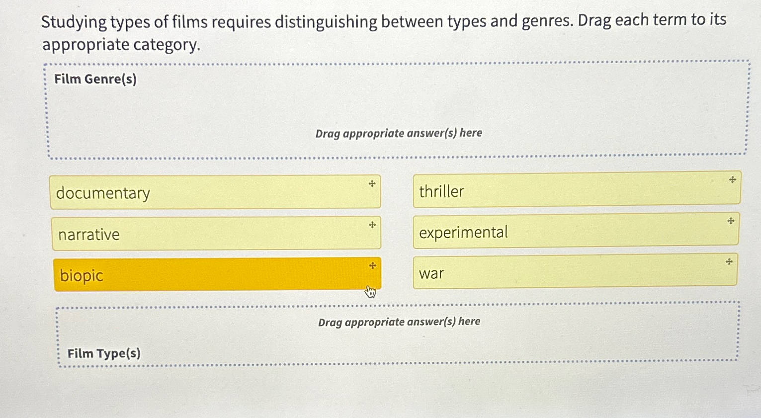 Solved Studying types of films requires distinguishing | Chegg.com