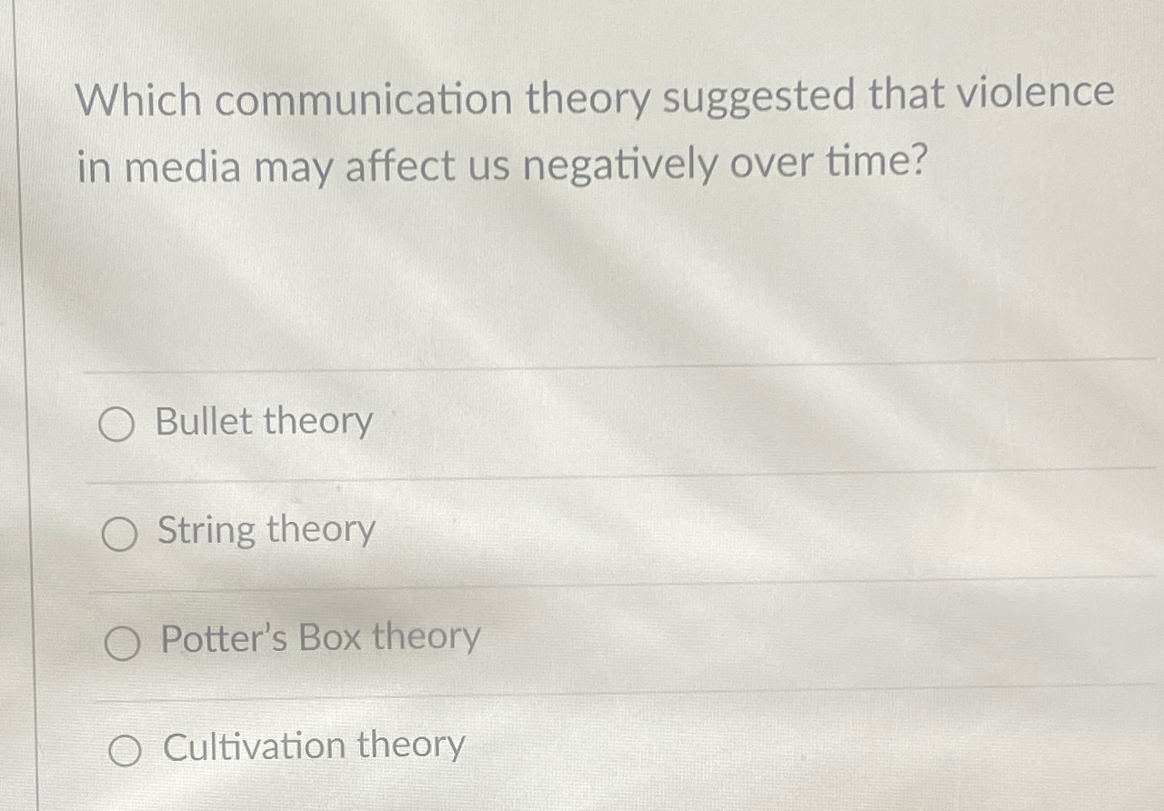 Solved Which communication theory suggested that violence in | Chegg.com