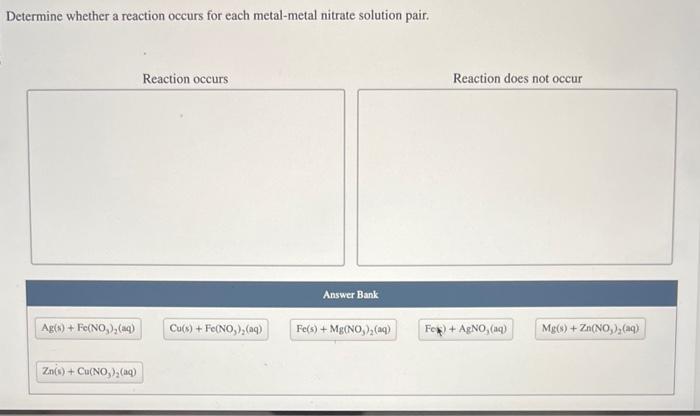 Solved Determine whether a reaction occurs for each | Chegg.com