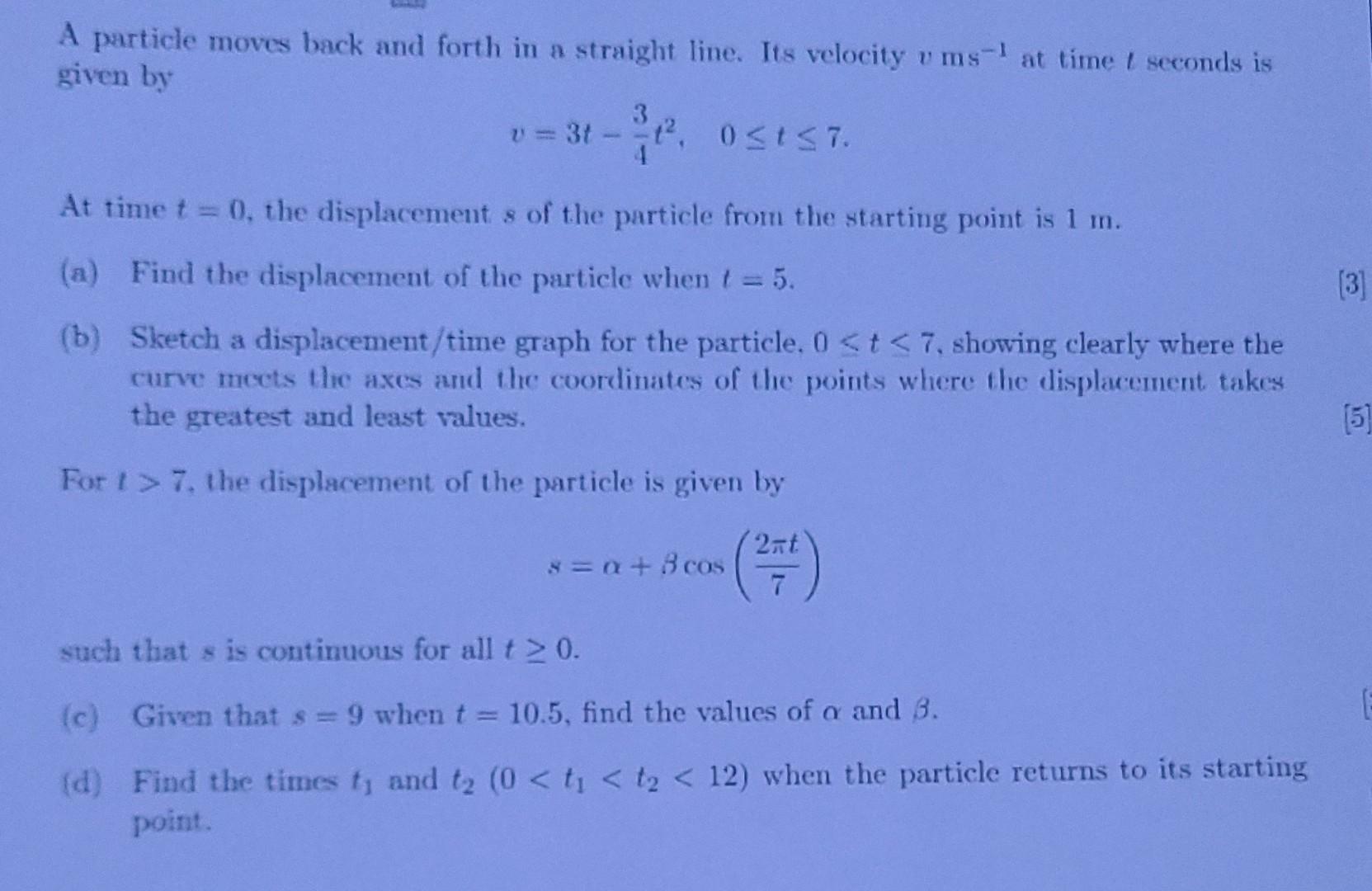 Solved A particle moves back and forth in a straight line. | Chegg.com