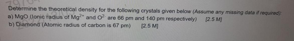 Solved Determine the theoretical density for the following | Chegg.com