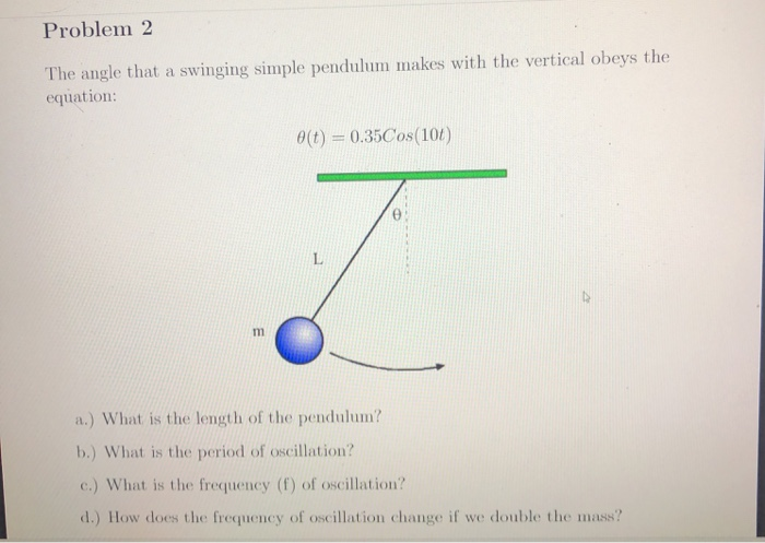 Solved Problem 2 The angle that a swinging simple pendulum | Chegg.com