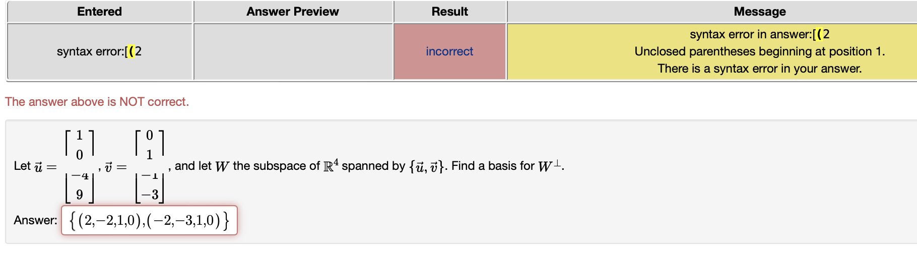 Solved The answer above is NOT correct.Let | Chegg.com