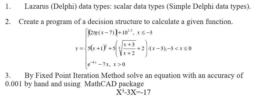 Solved 1. 2. Lazarus (Delphi) data types: scalar data types | Chegg.com
