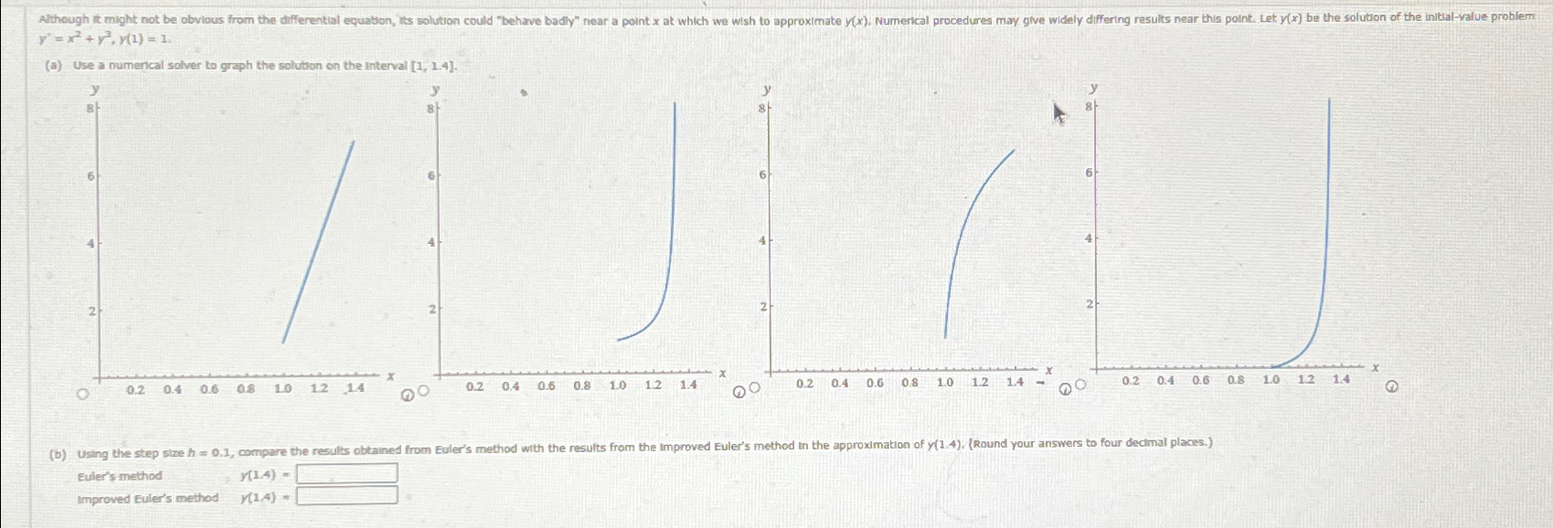 Solved y**=x2+y3,y(1)=1(a) ﻿Use a numencal solver to graph | Chegg.com