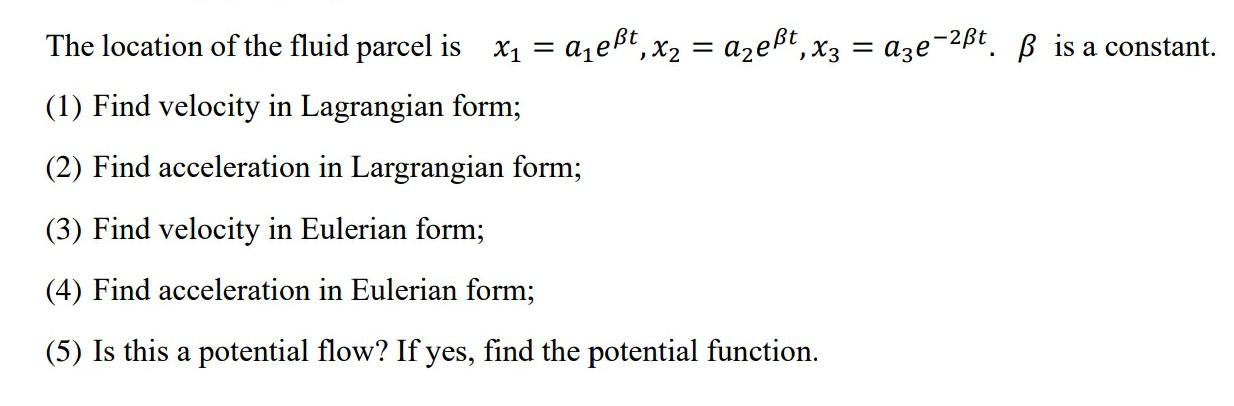 Solved The location of the fluid parcel is | Chegg.com