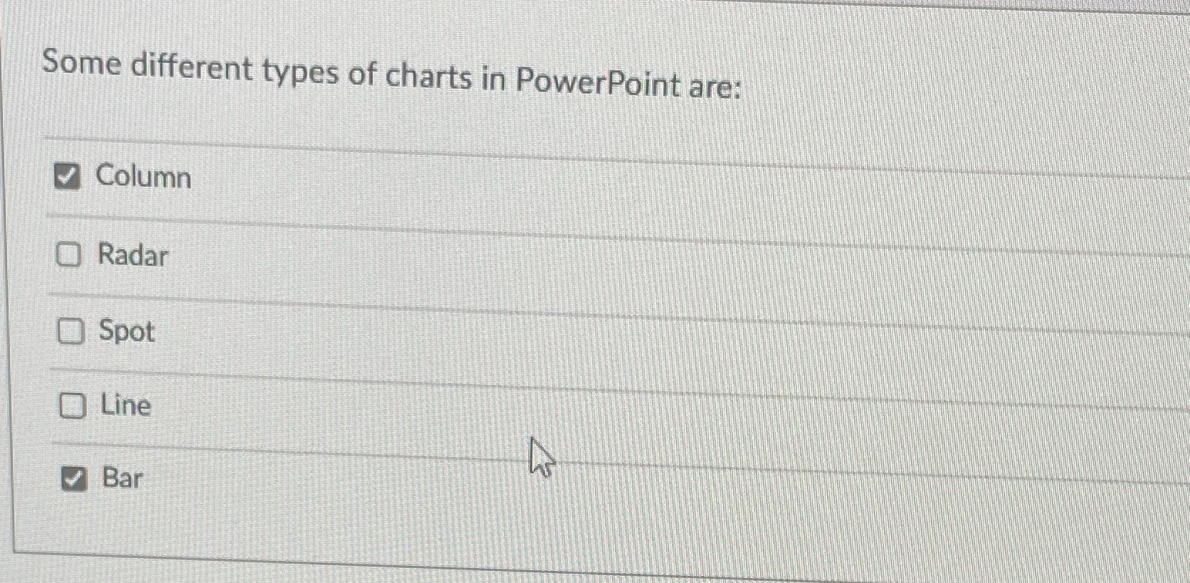 Solved Some different types of charts in PowerPoint | Chegg.com