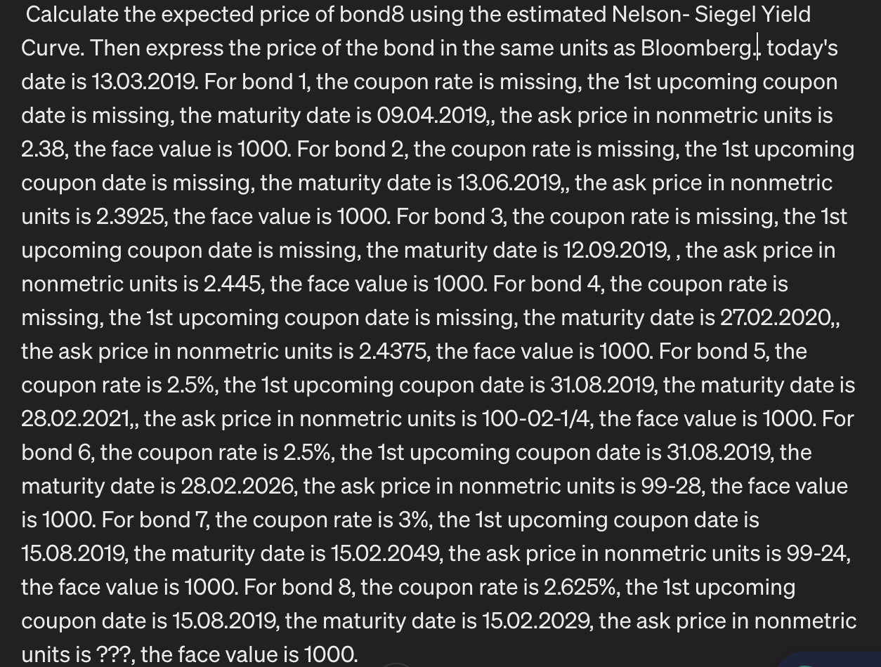 Solved Calculate the expected price of bond8 ﻿using the | Chegg.com