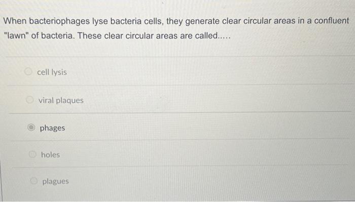 Solved When bacteriophages lyse bacteria cells, they | Chegg.com