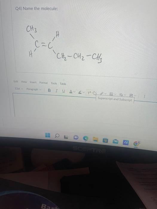 Solved Q2) Name the molecule: Ecit View Insert Format | Chegg.com