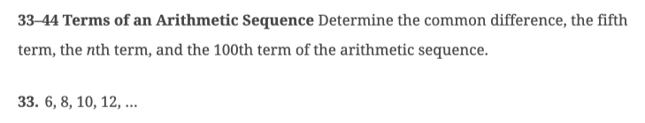 Solved 33-44 ﻿Terms of an Arithmetic Sequence Determine the | Chegg.com