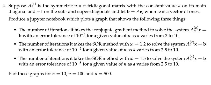 Solved Suppose An(a) ﻿is the symmetric n×n ﻿tridiagonal | Chegg.com