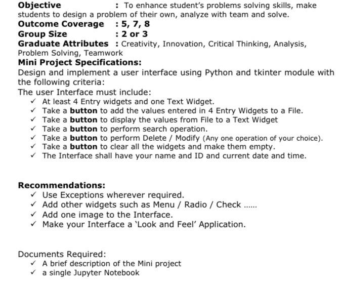 Solved Objective : To enhance student's problems solving | Chegg.com
