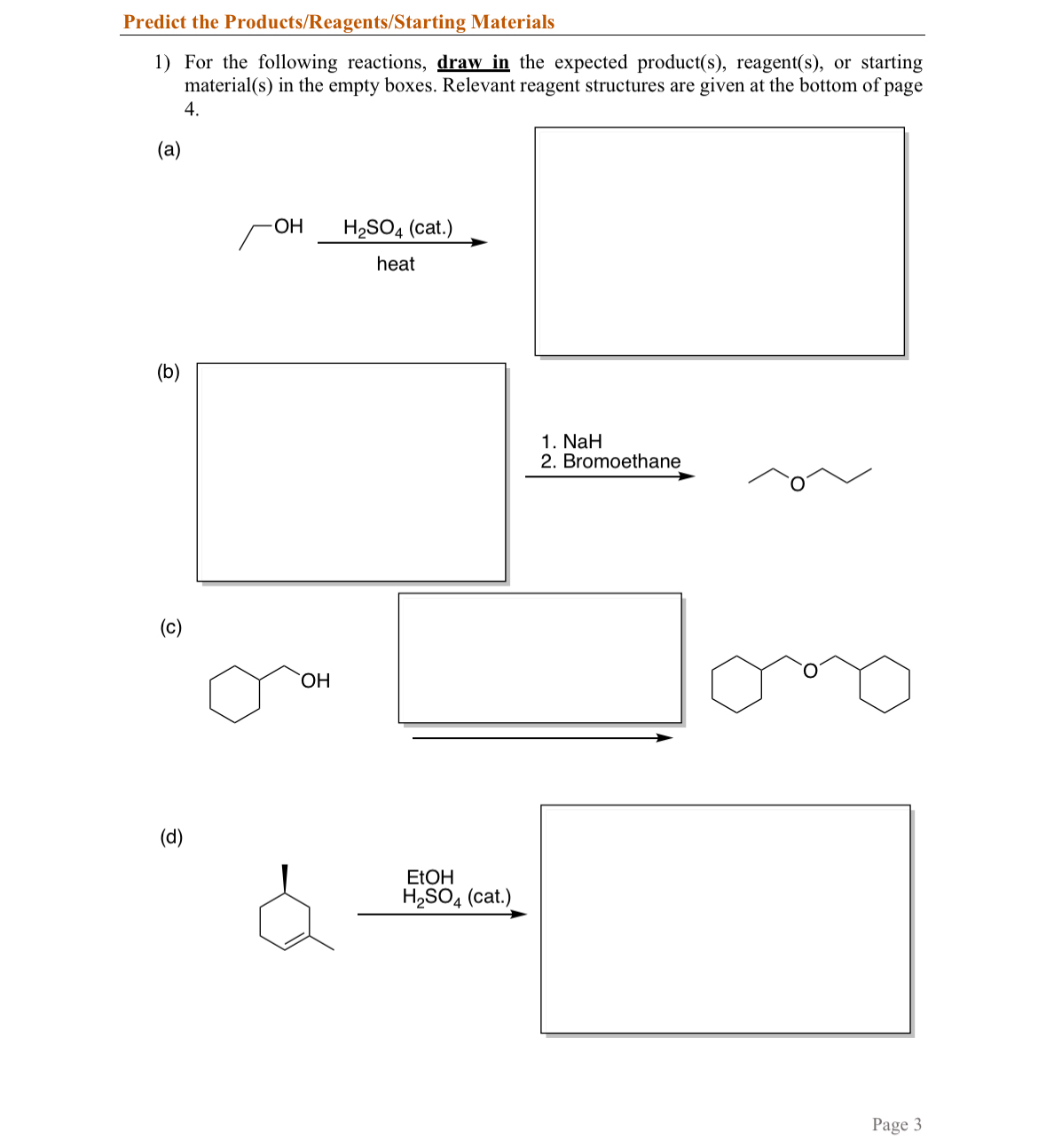 Solved Predict the Products/Reagents/Starting MaterialsFor | Chegg.com