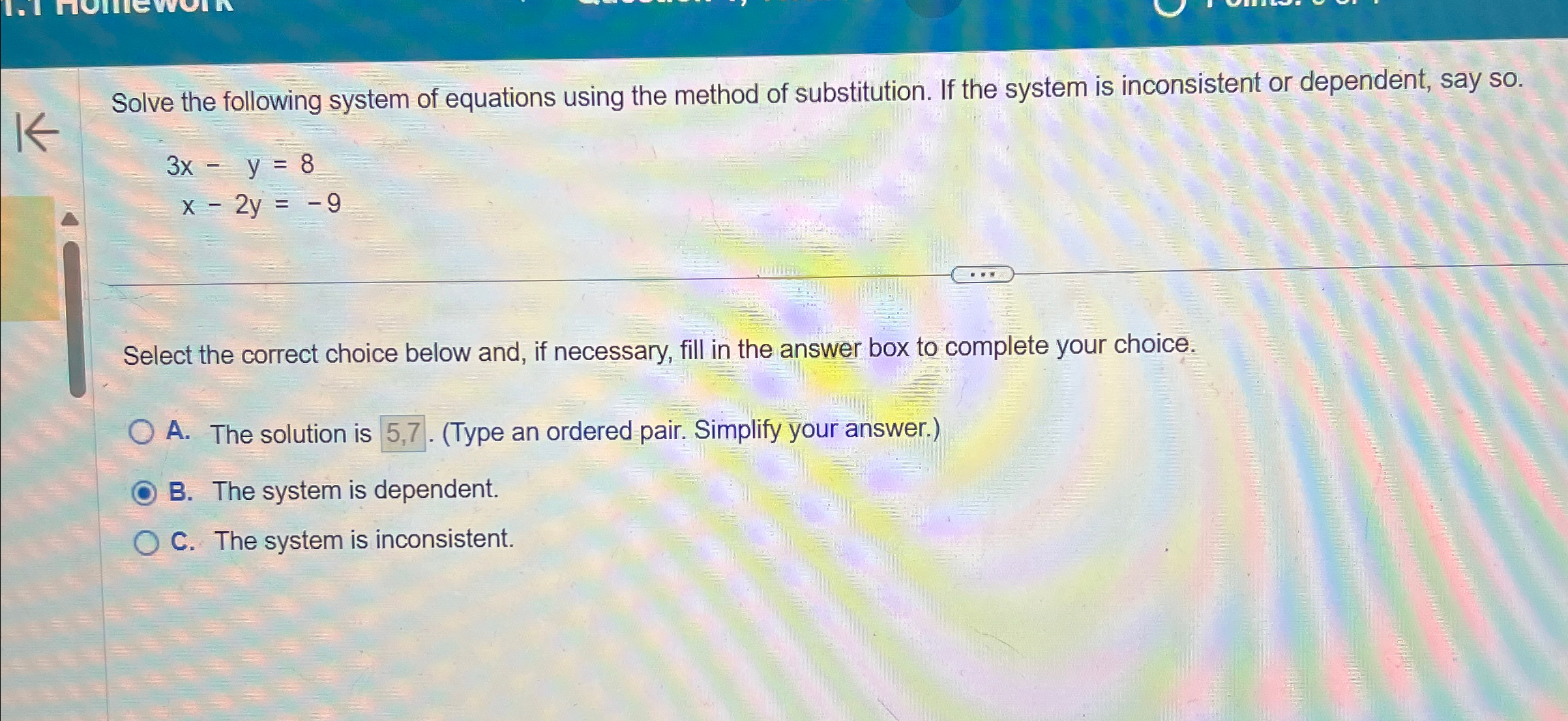Solved Solve the following system of equations using the | Chegg.com