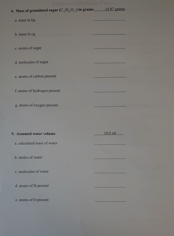 Solved Lab 8. Data Sheet: Gram - Mole - Particle Conversion | Chegg.com