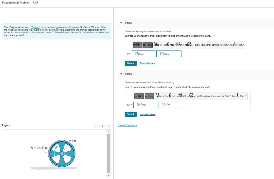 Solved The 15-kg ﻿wheel shown in (Figure 1) ﻿has a radius of | Chegg.com