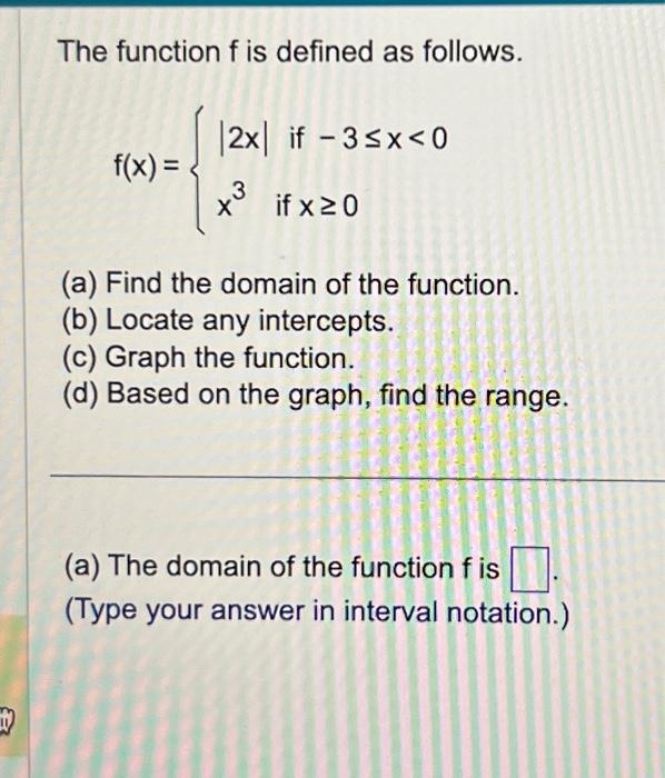Solved The function f is defined as follows. f(x)={∣2x∣ if | Chegg.com