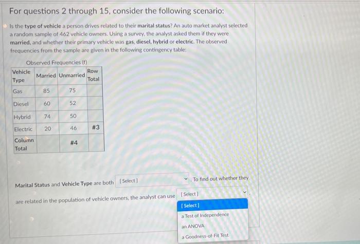 Solved For questions 2 through 15, consider the following | Chegg.com