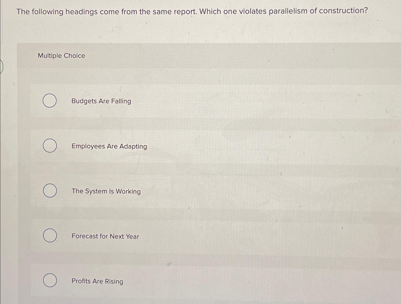 Solved The following headings come from the same report. | Chegg.com