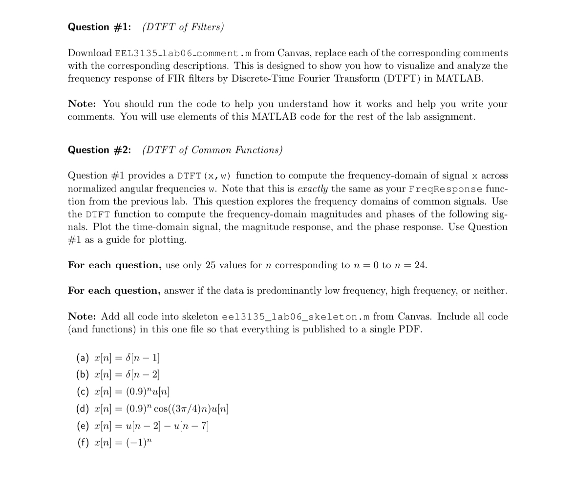 Solved Question #1: (DTFT of Filters)Download | Chegg.com