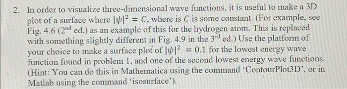 2. In order to visualize three-dimensional wave | Chegg.com