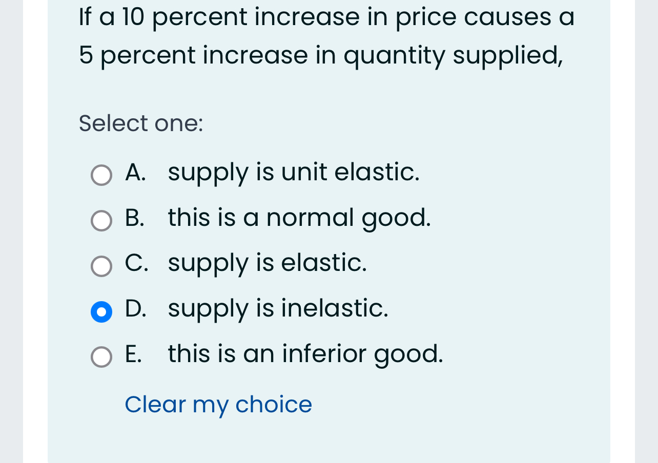 Solved If a 10 ﻿percent increase in price causes a 5 | Chegg.com