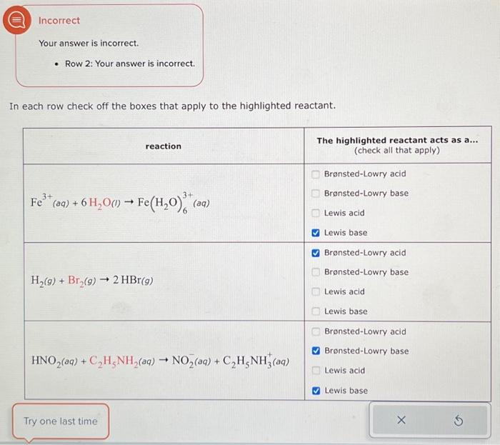 Solved Incorrect Your answer is incorrect. - Row 2: Your | Chegg.com