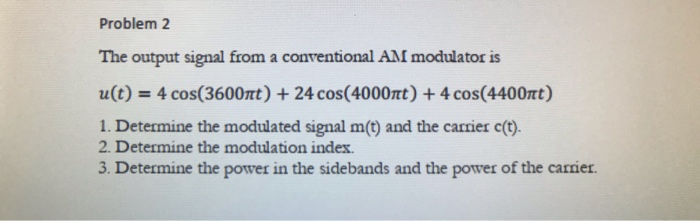 Solved Problem 2 The output signal from a conventional AM | Chegg.com