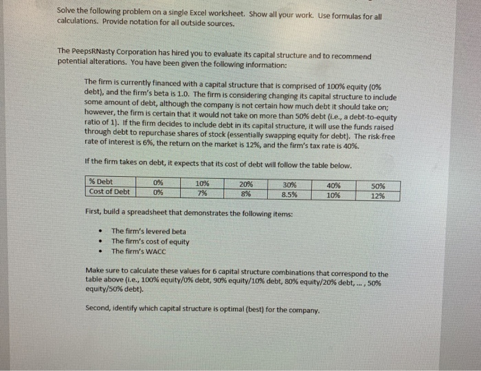 Solved PLEASE show all work in excel. MUST BE IN EXCEL. Show | Chegg.com
