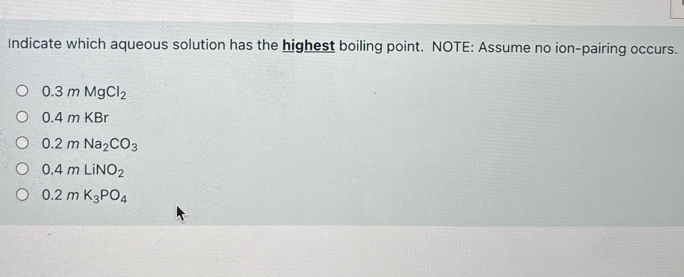 Indicate which aqueous solution has the highest | Chegg.com