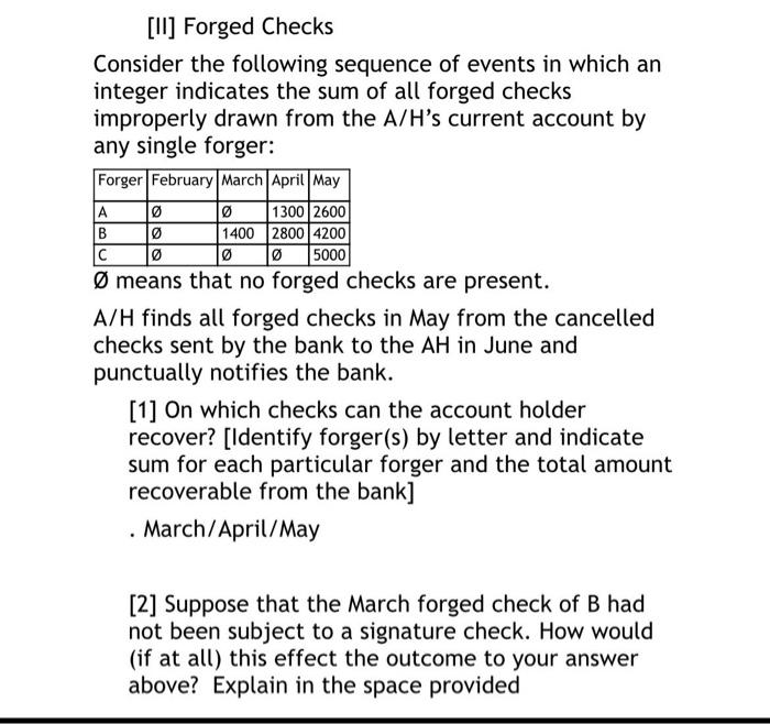 Solved A | В с Ø Ø Ø [ll] Forged Checks Consider the | Chegg.com