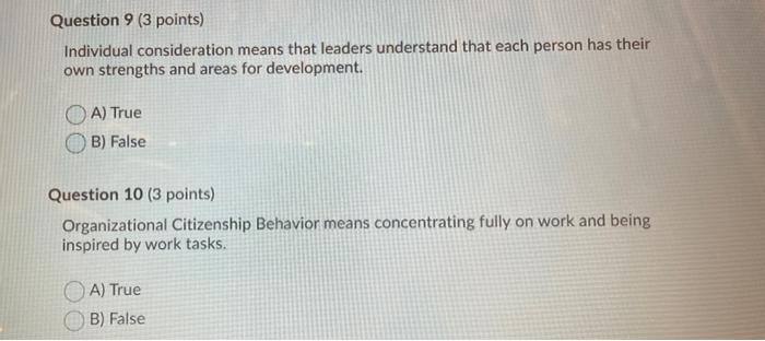 Solved Question 9 (3 points) Individual consideration means | Chegg.com