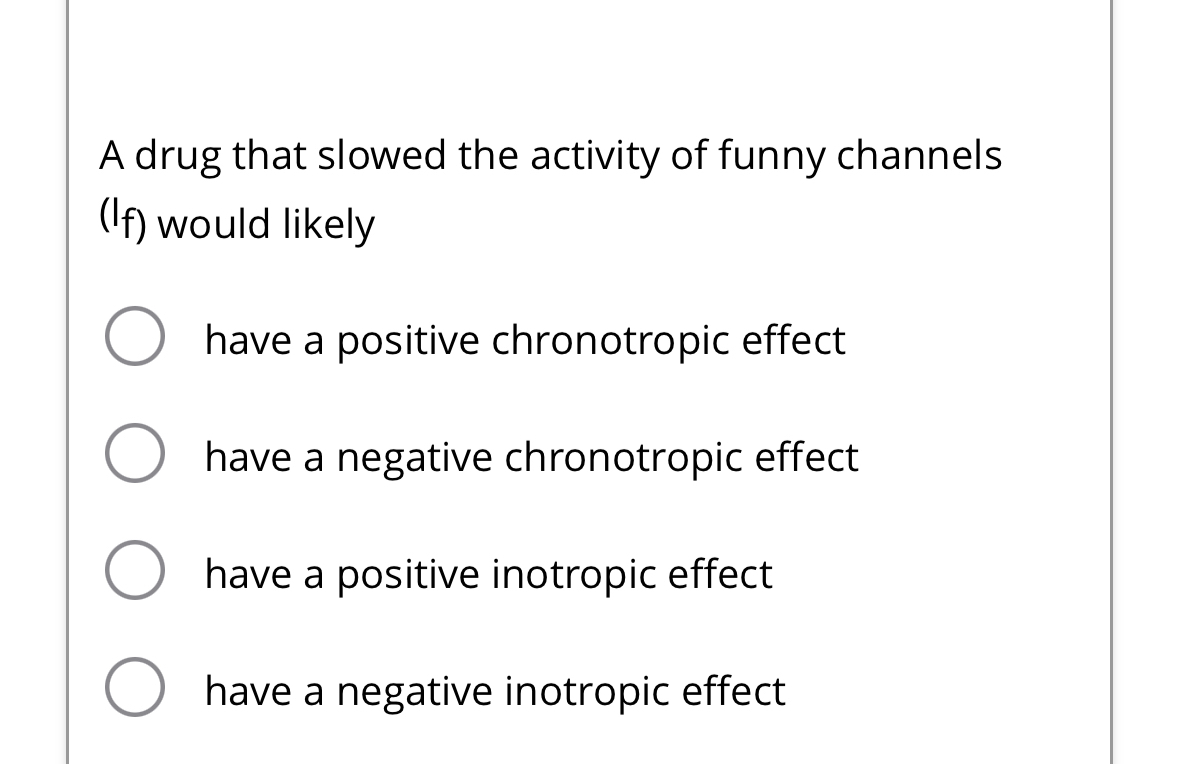 Solved A drug that slowed the activity of funny channels(If) | Chegg.com