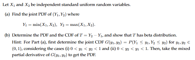 Solved Let x1 ﻿and x2 be ﻿independent standard uniform | Chegg.com