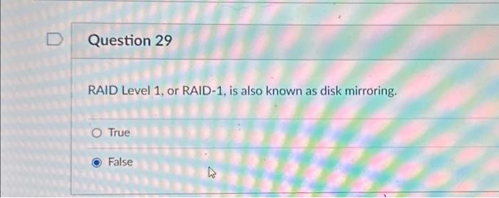 Solved RAID Level 1, or RAID-1, is also known as disk | Chegg.com