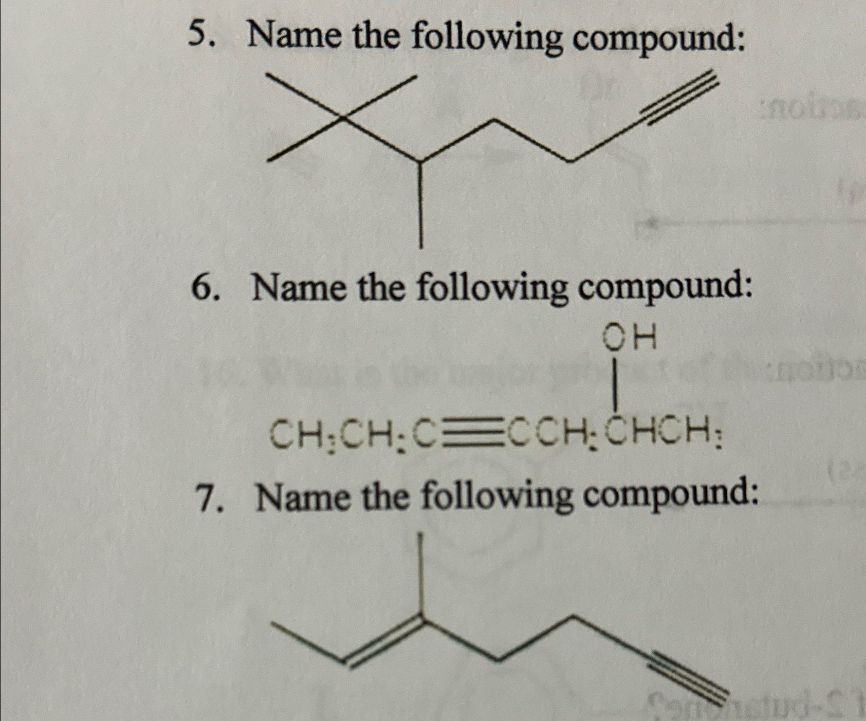 Solved Name the following compounds: | Chegg.com