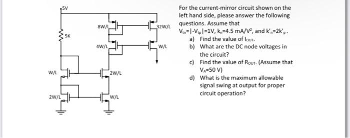 Solved For the current-mirror circuit shown on the left hand | Chegg.com