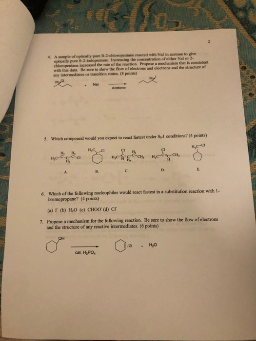 Solved 4. Asample ofoptically pure R-2-chloropentane reacted | Chegg.com
