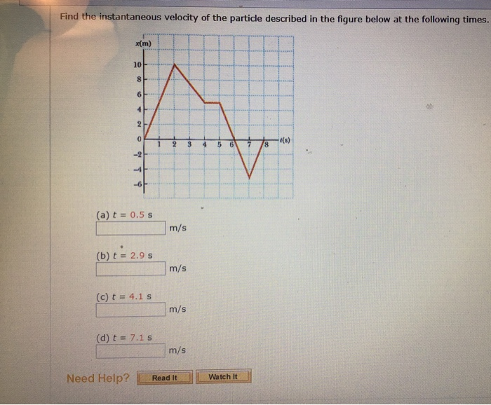 Solved Find the instantaneous velocity of the particle | Chegg.com